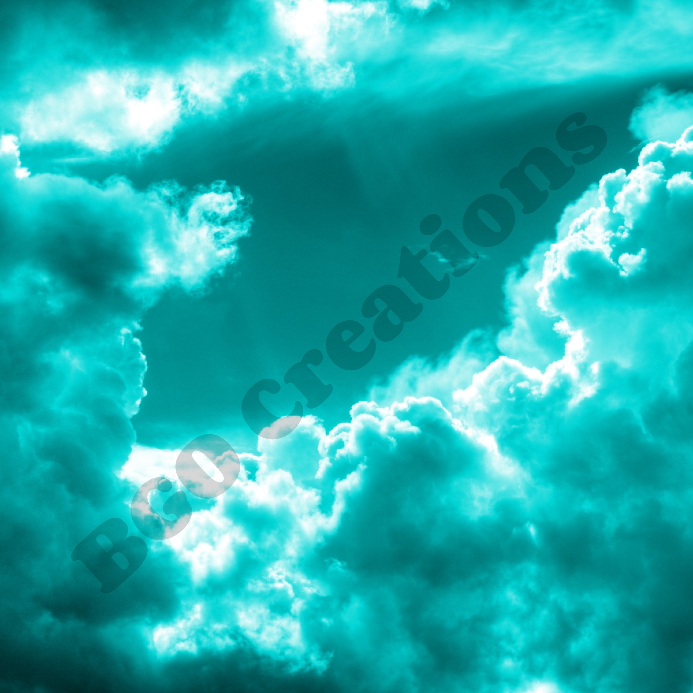 Teal Clouds Digital Paper Pack, 14 Scrapbooking Papers, Cloud Texture ...