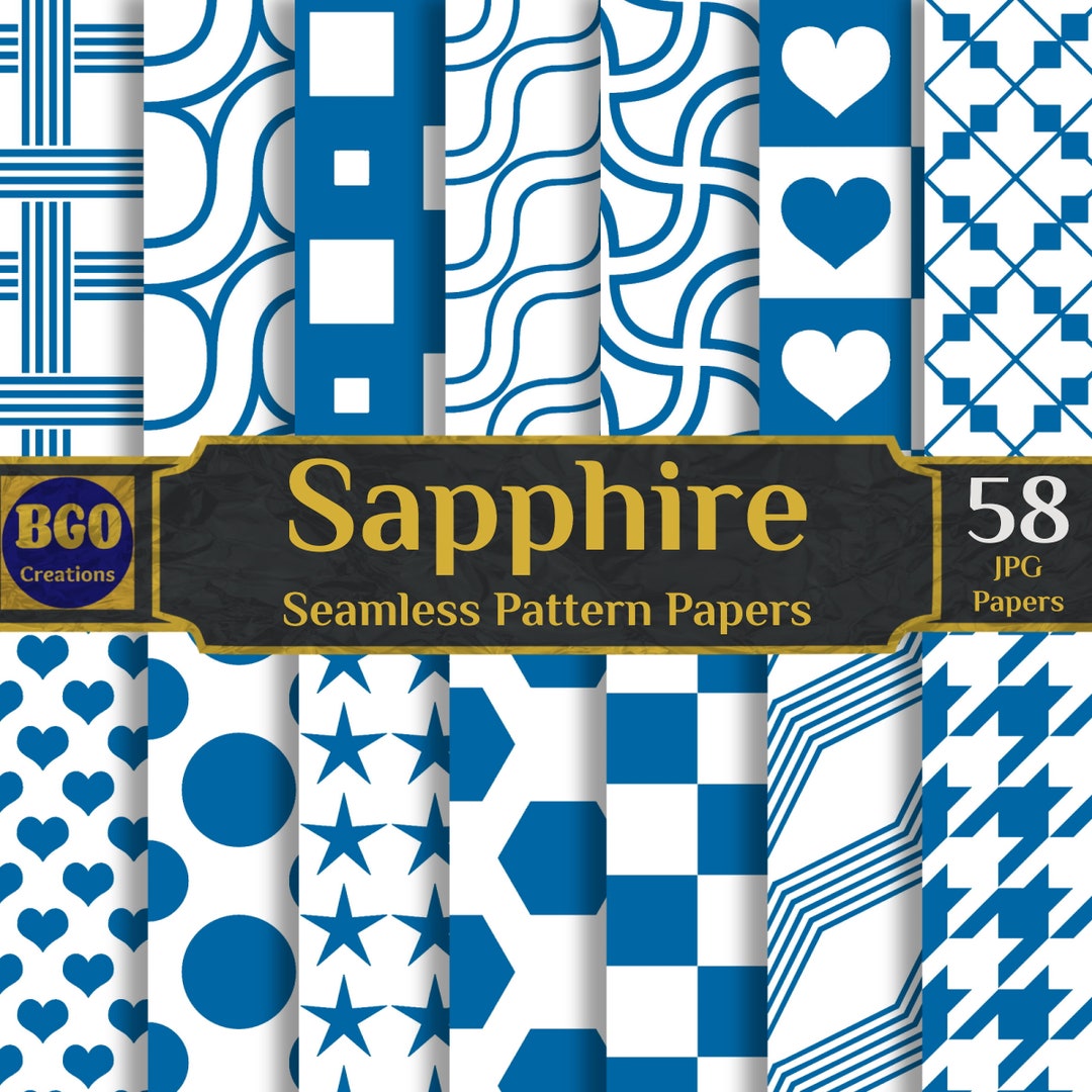 Sapphire Blue Patterns, 58 Seamless Digital Papers, 12in X 12in ...