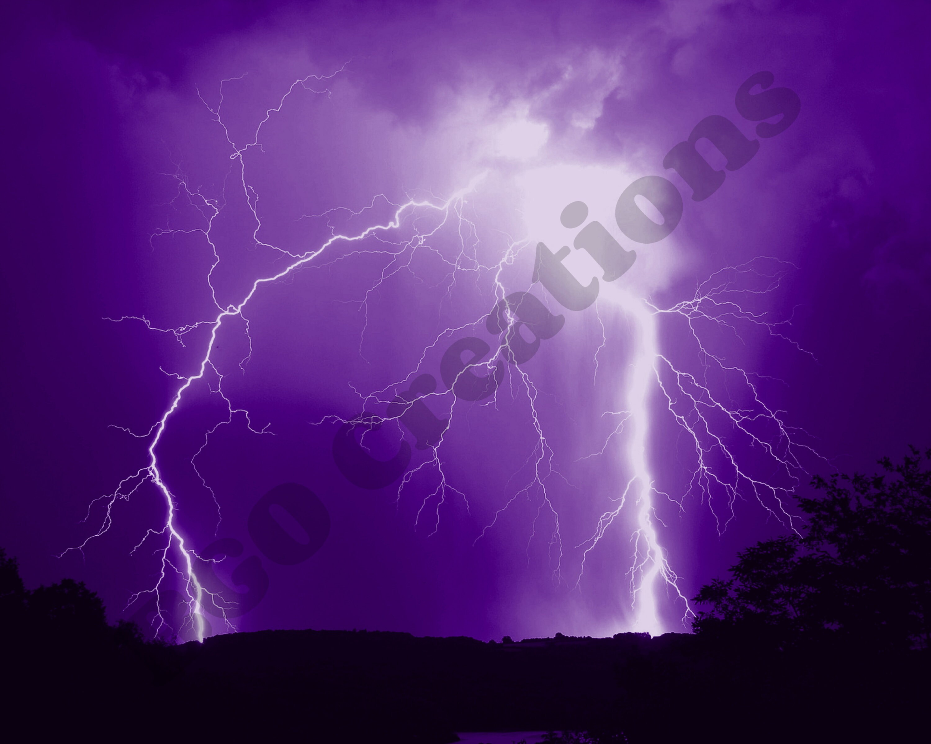 Purple Lightning Digital Paper, Includes 2 Purple Lightning 20 X 16 PNG ...
