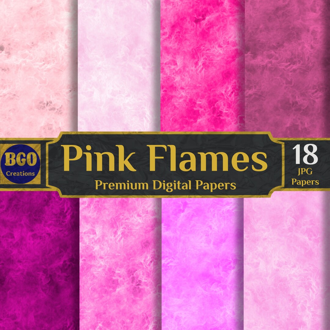 Pink Flames Digital Paper Pack, 18 Fire Textured Printable Sublimation Backgrounds, Commercial ...