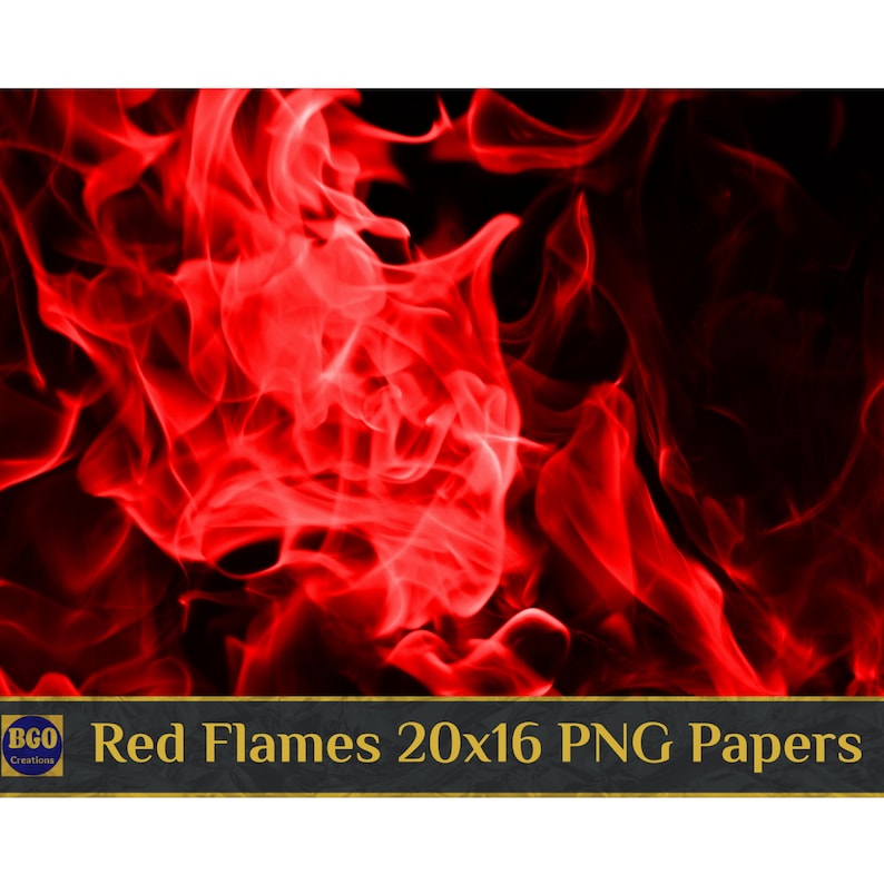 Red Flames Digital Paper, Includes 2 Red Fire 20 X 16 PNG Sublimation ...