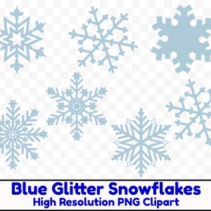 Blue Glitter Snowflake PNG Bundle 7 Snowflake Images - Etsy