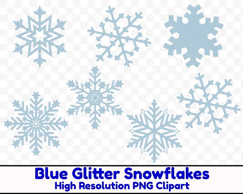 Blue Glitter Snowflake PNG Bundle 7 Snowflake Images - Etsy