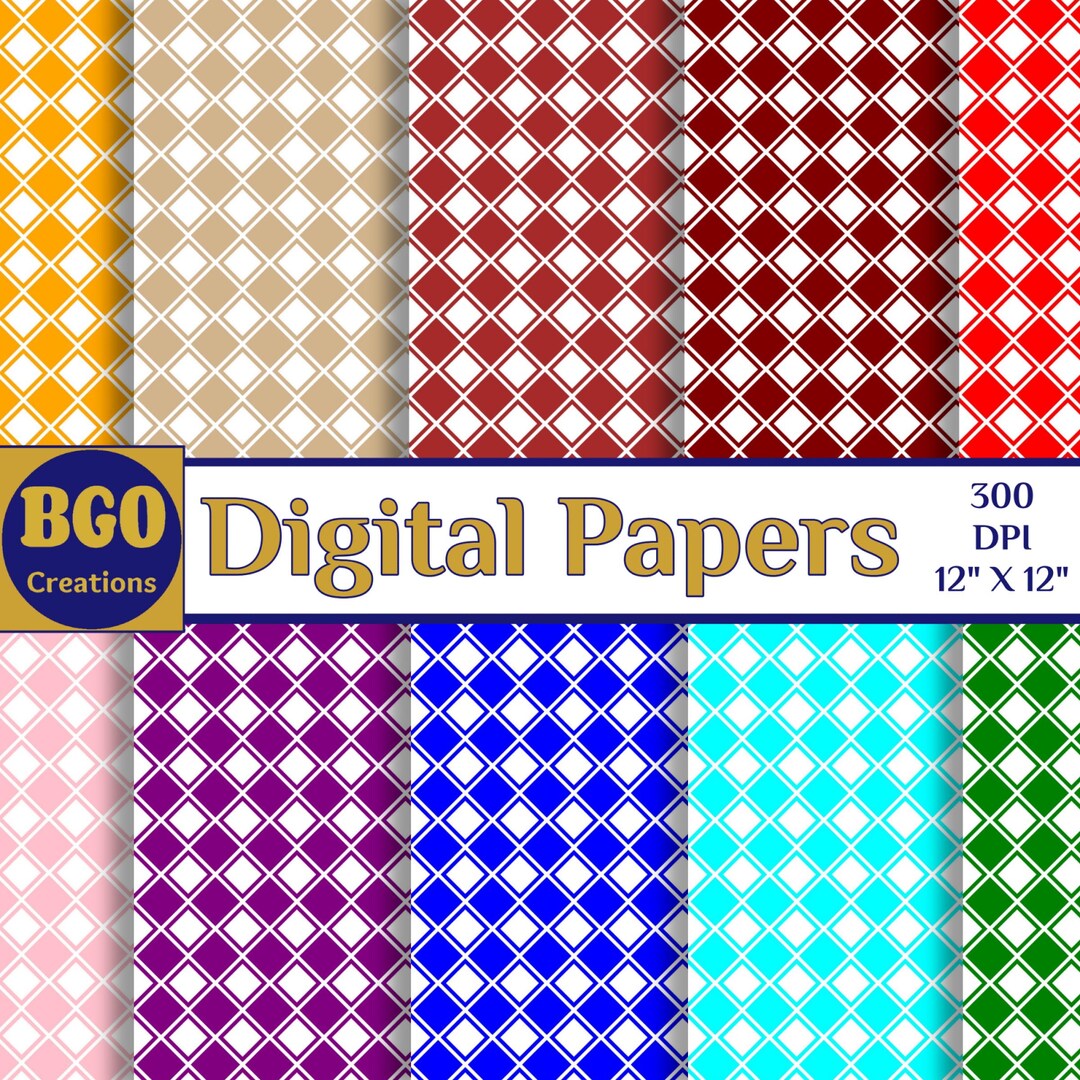 20 Essential Colors Diamonds Digital Paper Pack, 20 Seamless Pattern ...