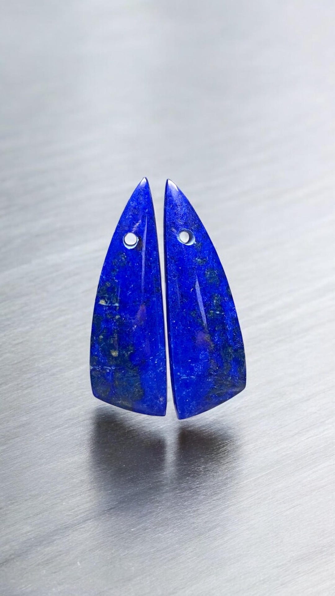Pair of Drilled Cabochons in Natural Lapis Lazuli Triangular Shape 28 ...