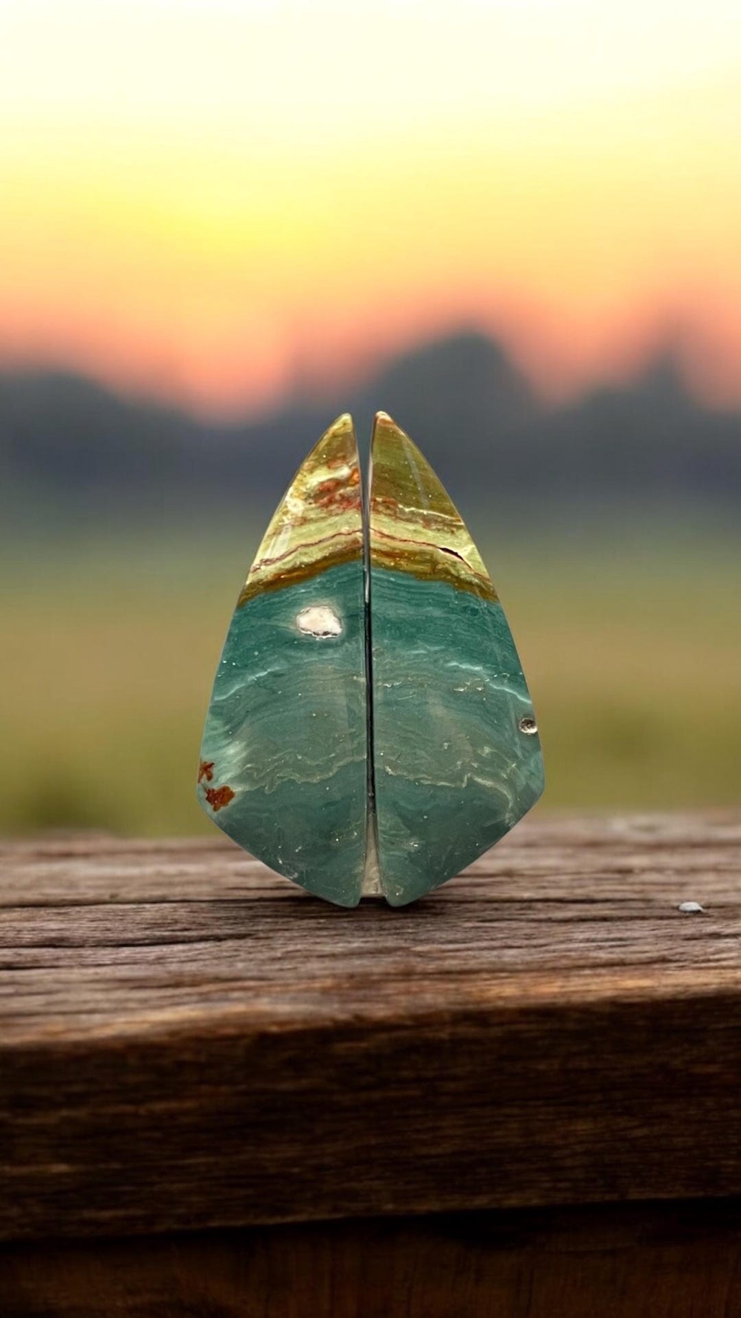 Pair of Gary Green Jasper Cabochons - Green and Brown 27mm - Handmade ...