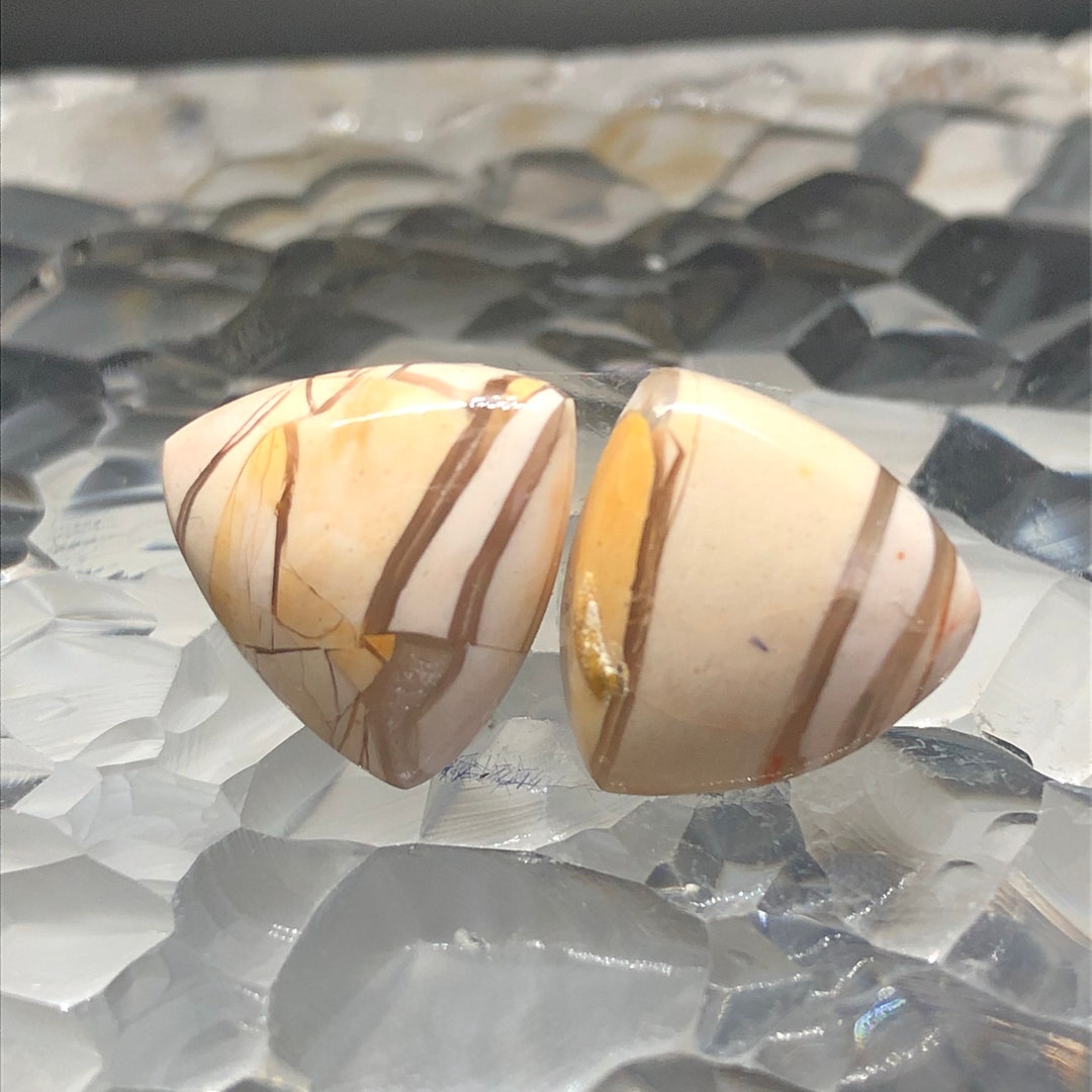 Jasper PAIR MOOKAITE BRECHIQUE Pair Cabochon Triangle Shape 13mm Stone ...