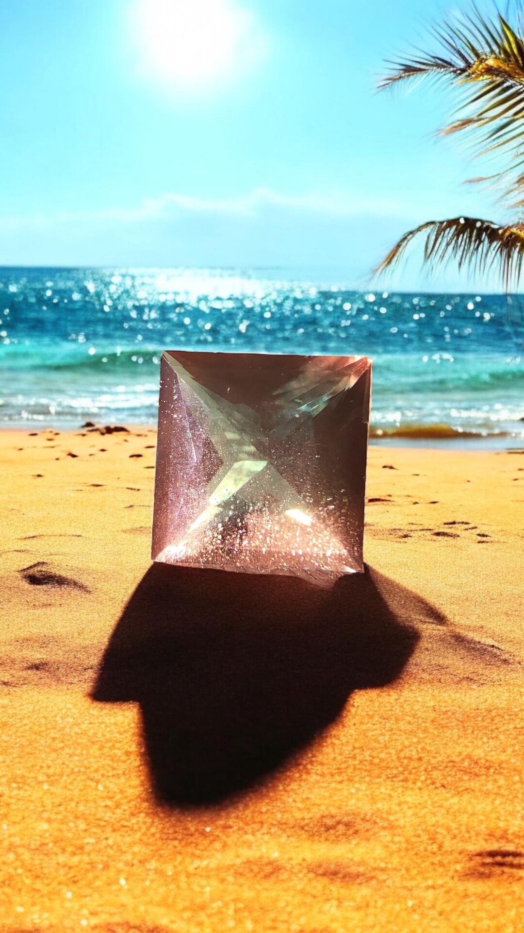 Oregon Sunstone MYSTIC With Schiller Effect Faceted Square Shape 7MM 1. ...