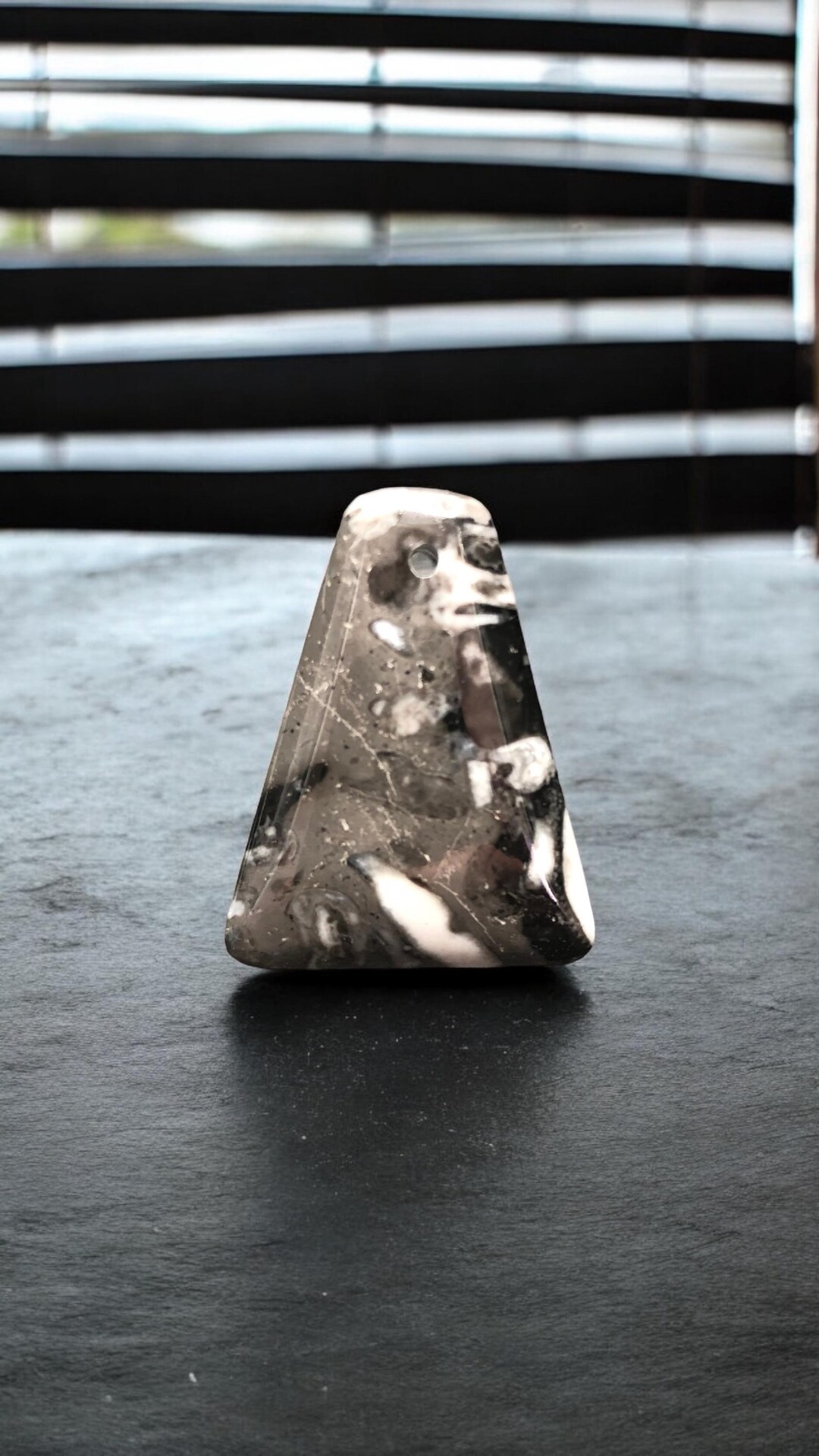 Sedimentary Rock With Natural Black White Rudistes - Cabochon Trapezoid ...