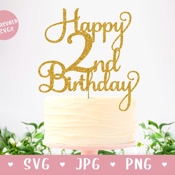 Happy Birthday Two Cake Topper - Etsy