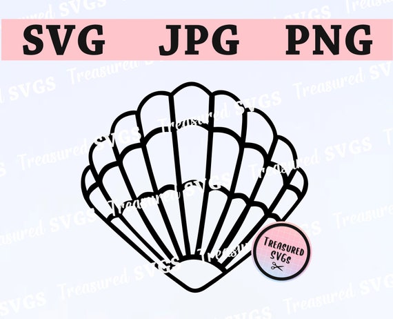 Mermaid Shell OUTLINE SVG Clamshell svg Mermaid Cutting File | Etsy