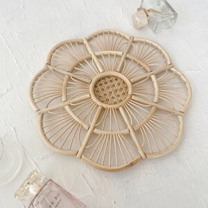Flower Round Rattan Decor Wall Art, Rattan Wall Decoration, Round ...