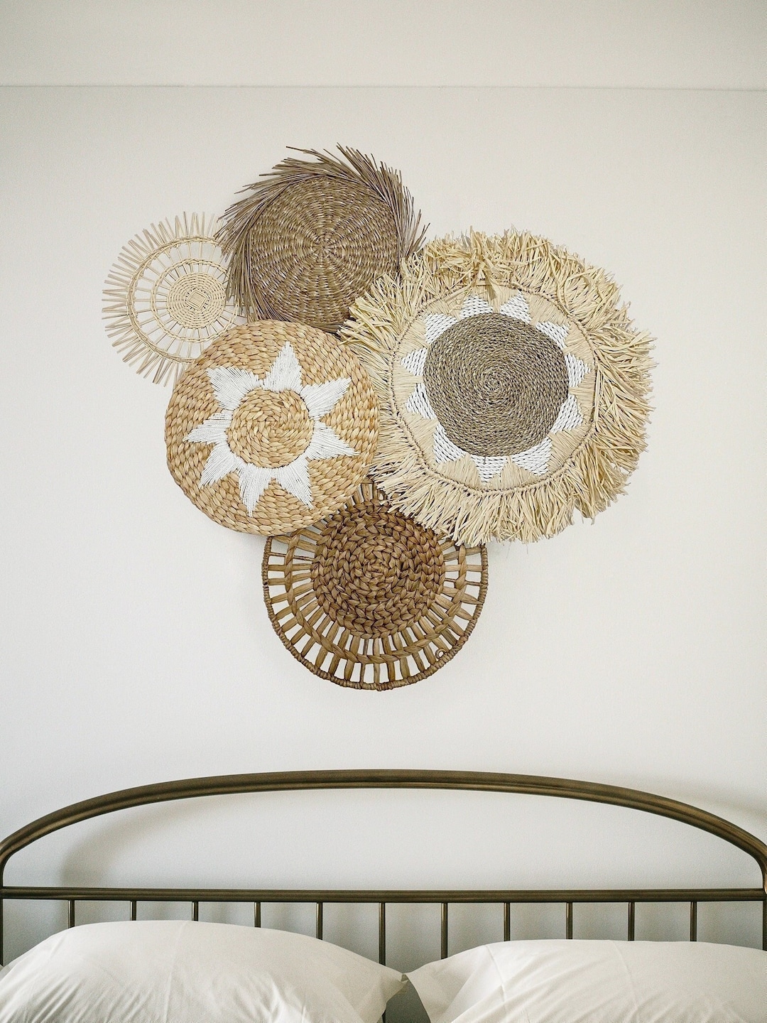 Set of 5 Boho Wall Basket and Wall Decor, Bohemian Wall Decor, Boho ...