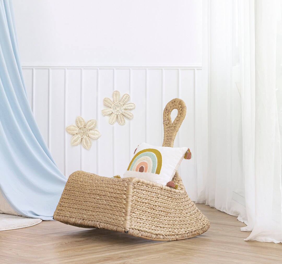 Set of 2 Flower Rattan Decoration,flowers Shelf Decoration,rattan ...