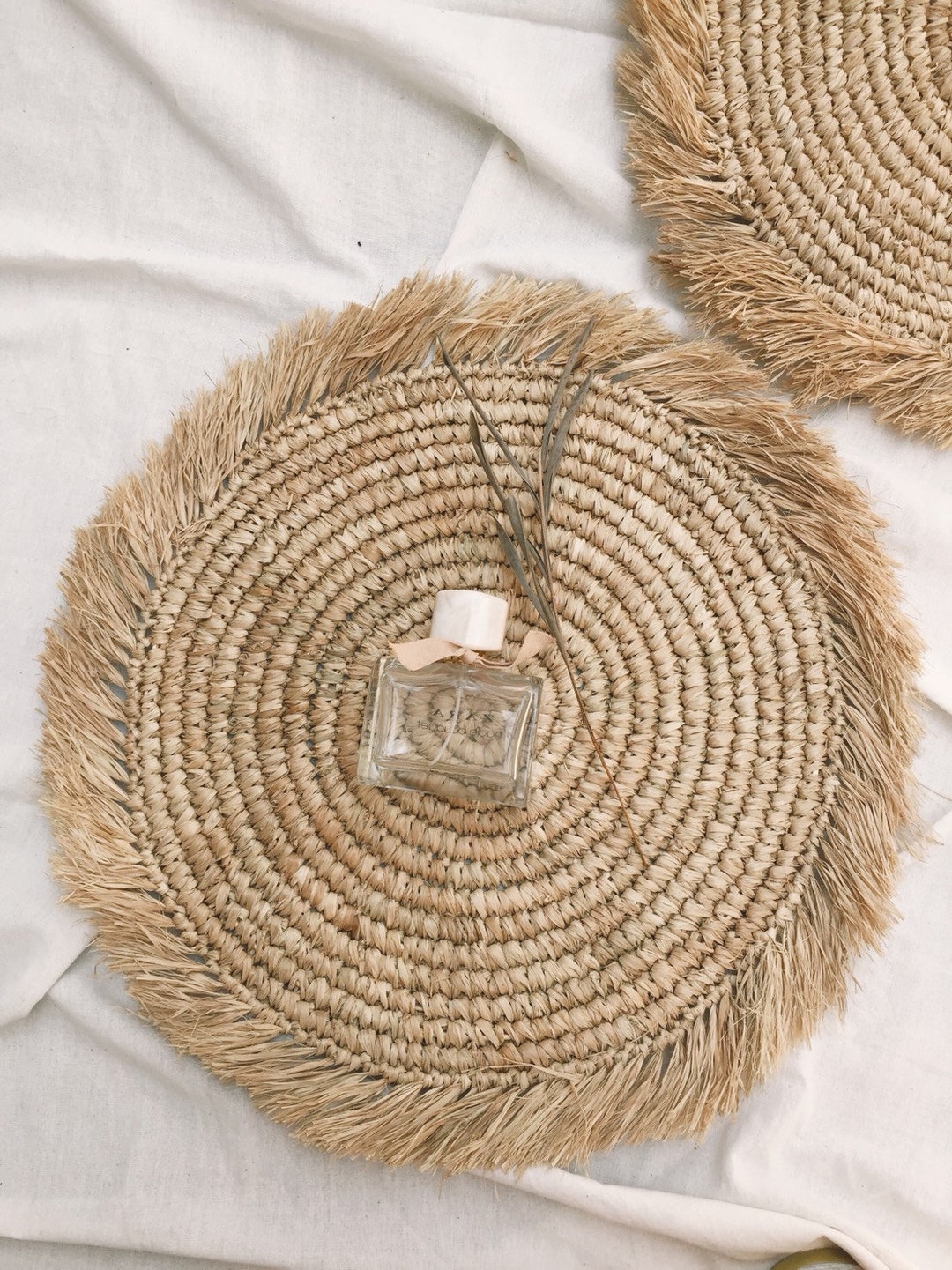 Natural Raffia Placemats, Boho Placemats, Fringe Placemats, Raffia ...