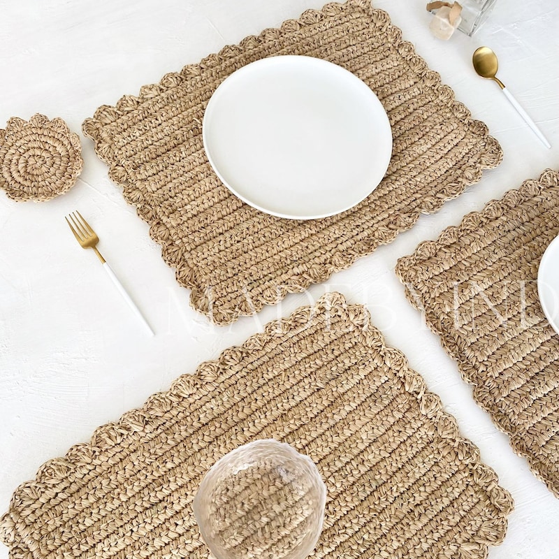 Woven Raffia Table Runner - Etsy