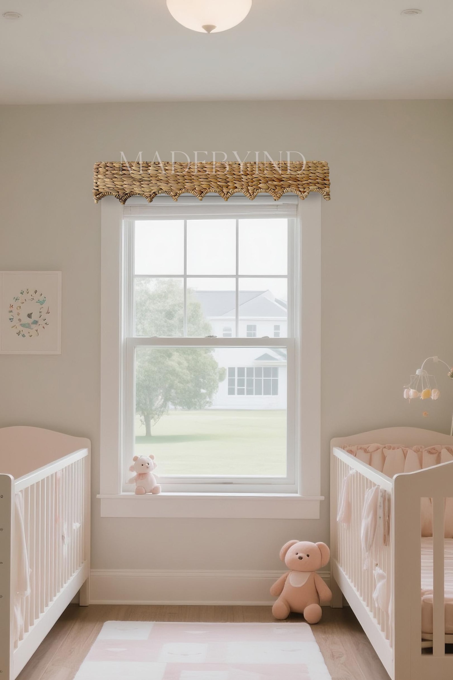 Handwoven Wave Scallop Edge Window Valance, Curved Pelmet Window Cover ...