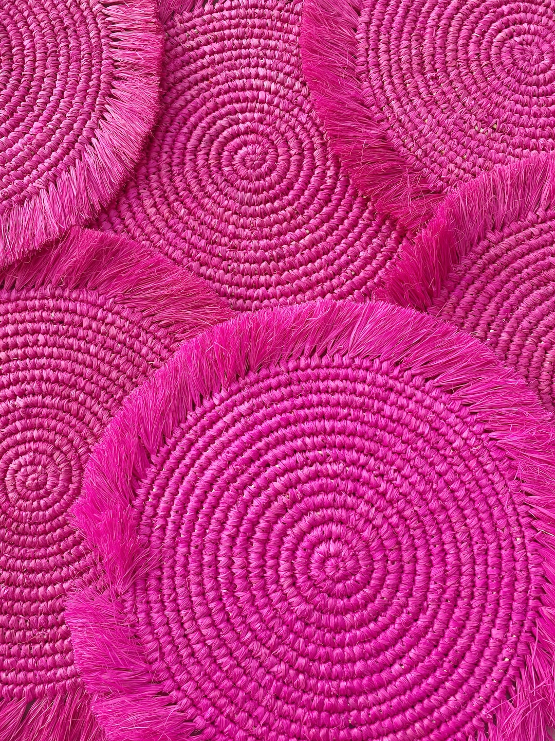 Pink Raffia Placemats, Boho Placemats, Fringe Placemats, Raffia ...