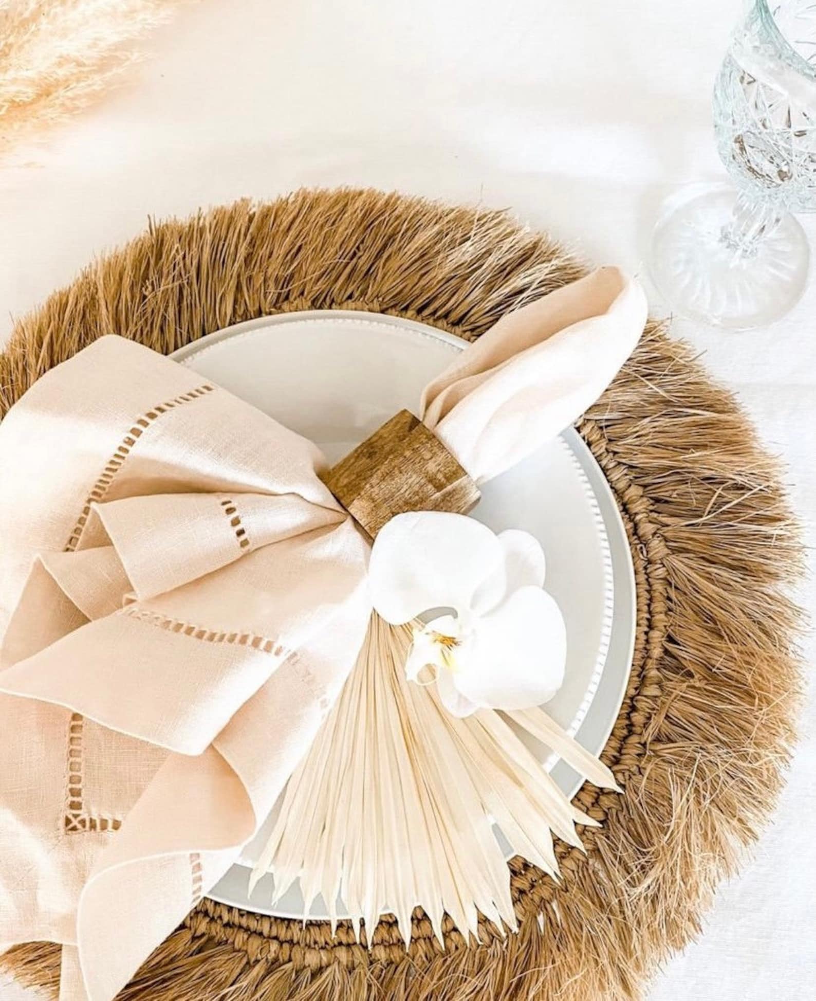 Set of 4681012 Natural Raffia Fringe Placematsboho Fringe | Etsy