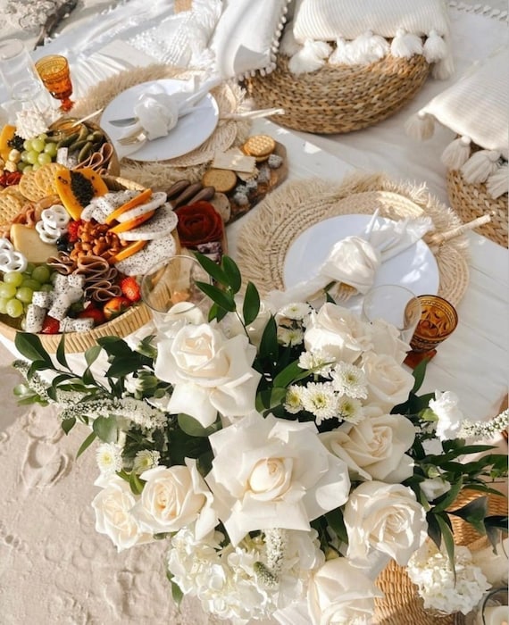 Set of 4681012 White Bleach Raffia Fringe Placemats Boho | Etsy