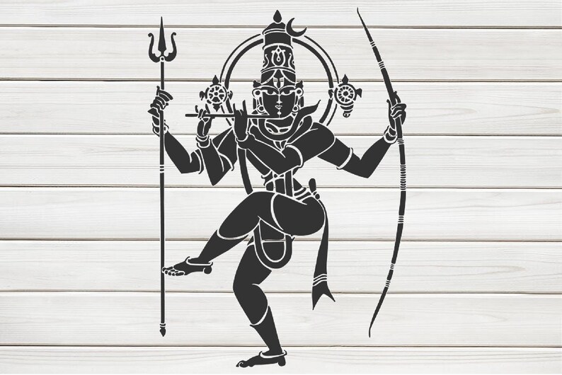 Lord God Shiva Standing Stencil Model Image Design Print | Etsy