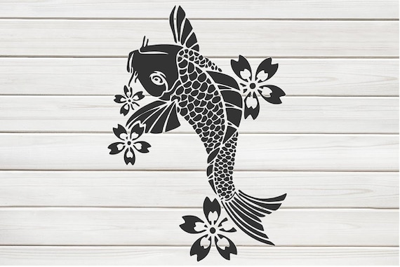 Simple Koi Fish Stencil