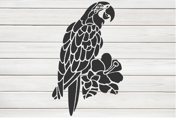 Cute Tropical Parrot Bird Stencil Model Image Design Print - Etsy