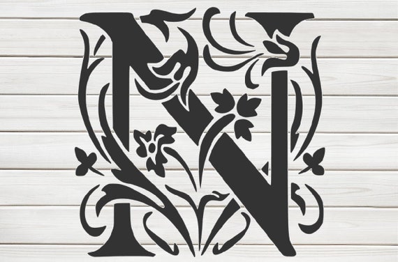 Initial Letter N Stencil Model Image Design Print Digital | Etsy