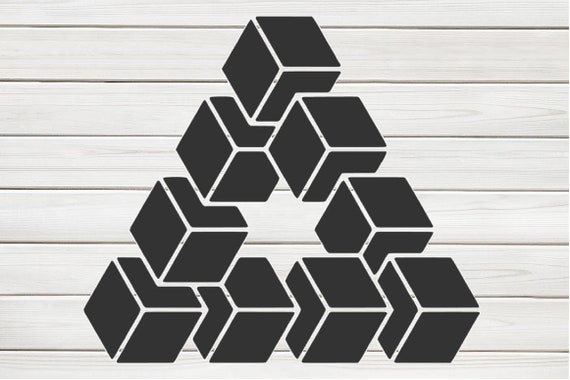 Cube Optic Illusion Stencil Model Image Design Print Digital | Etsy