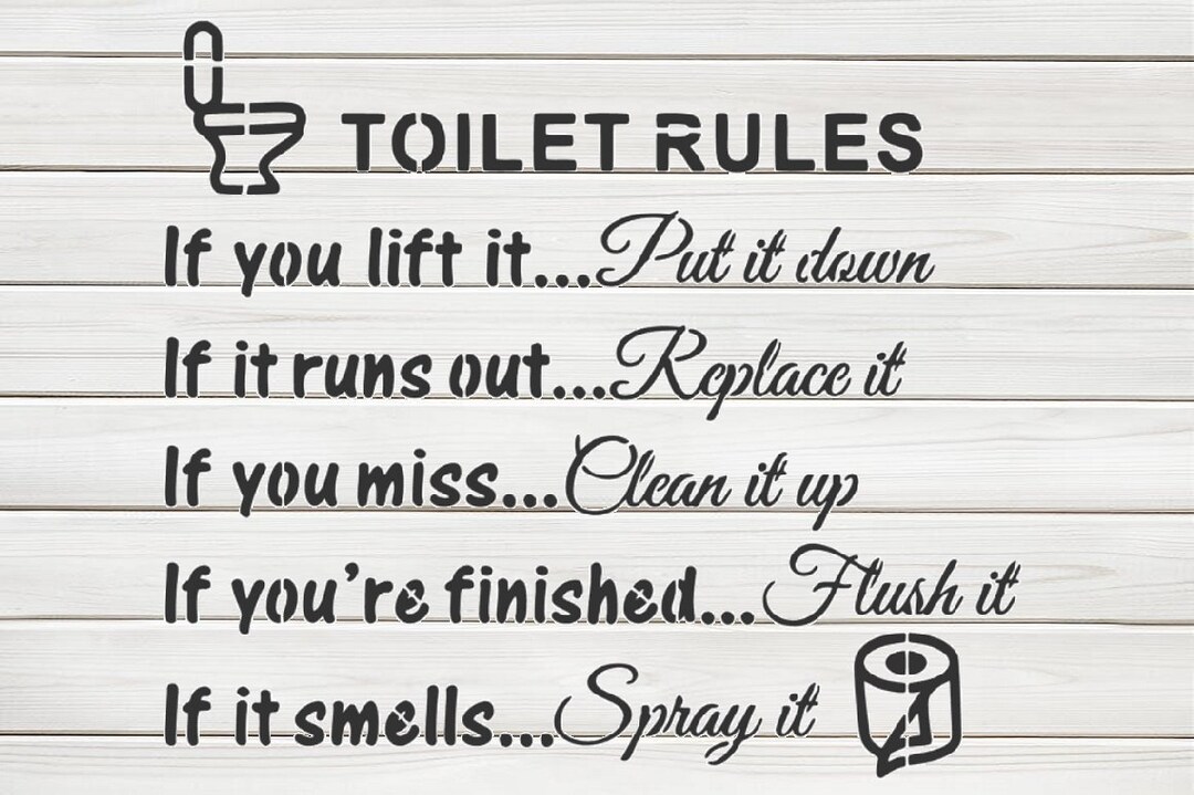Toilet Rules Sign Banner Stencil Model Image Design Print Digital ...