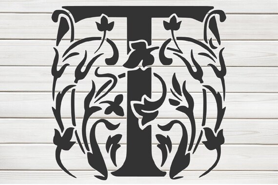 Initial Letter T Stencil Model Image Design Print Digital | Etsy