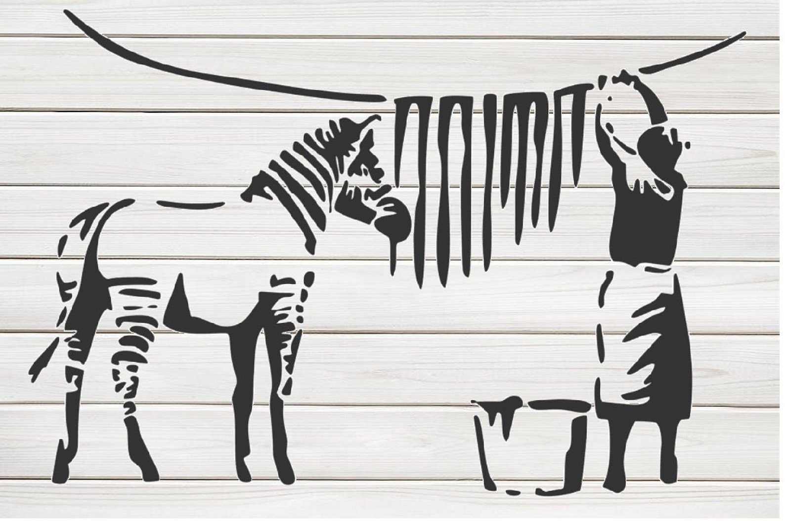 Banksy Wash Zebra Stripes Stencil Model Design Print Digital - Etsy