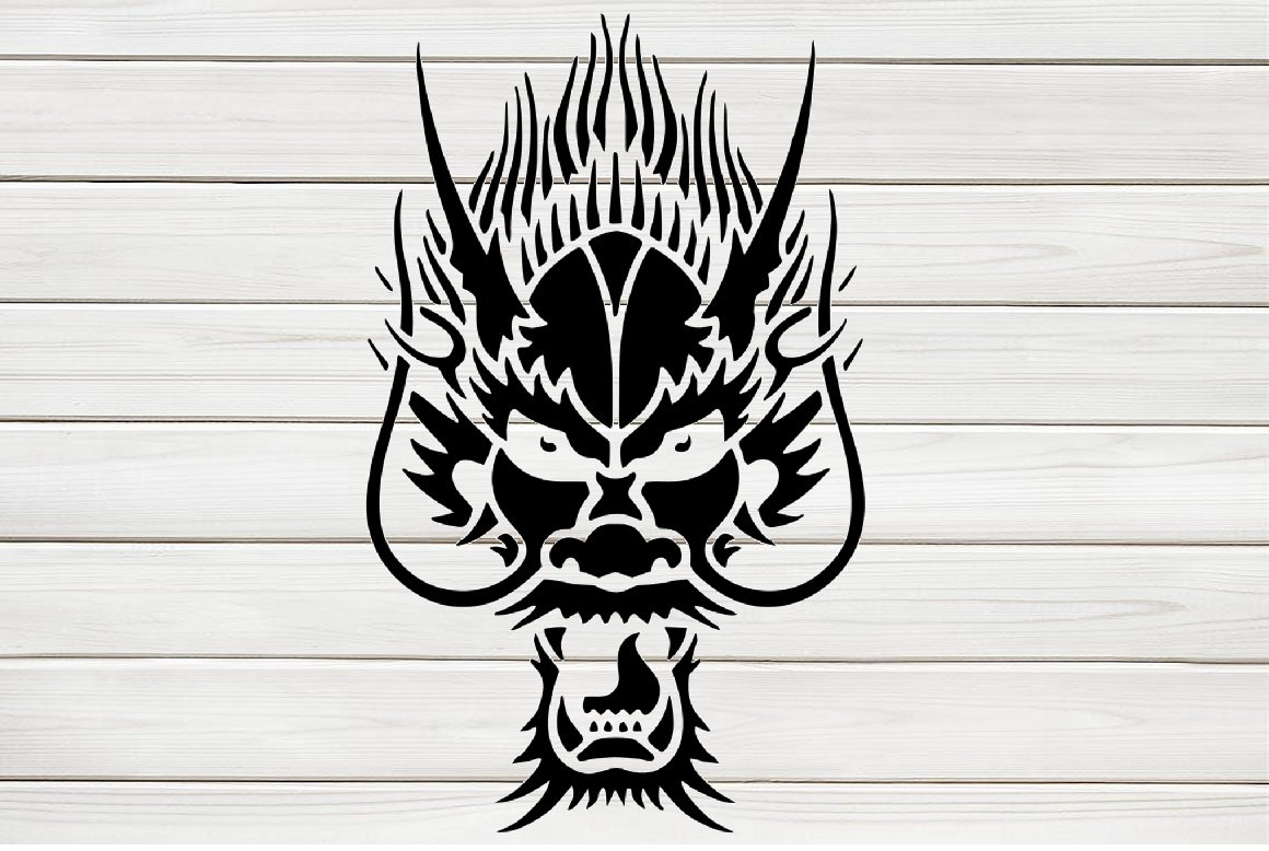 Chinese Dragon Face Stencil Model Template Design Print - Etsy