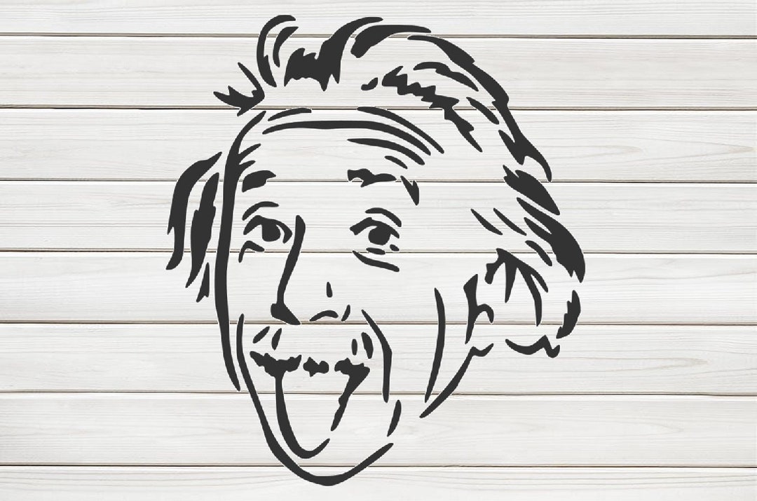 Funny Einstein Face Stencil Model Image Design Print Digital Download ...