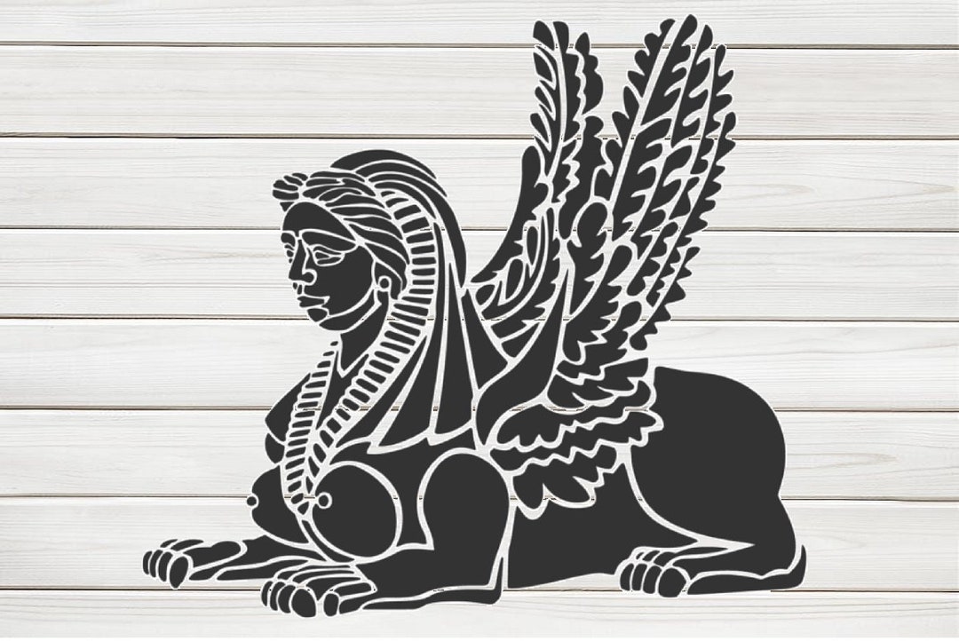 Mythical Creature Sphinx Stencil Model Image Design Print Digital Download Clipart Graphic Dyi ...