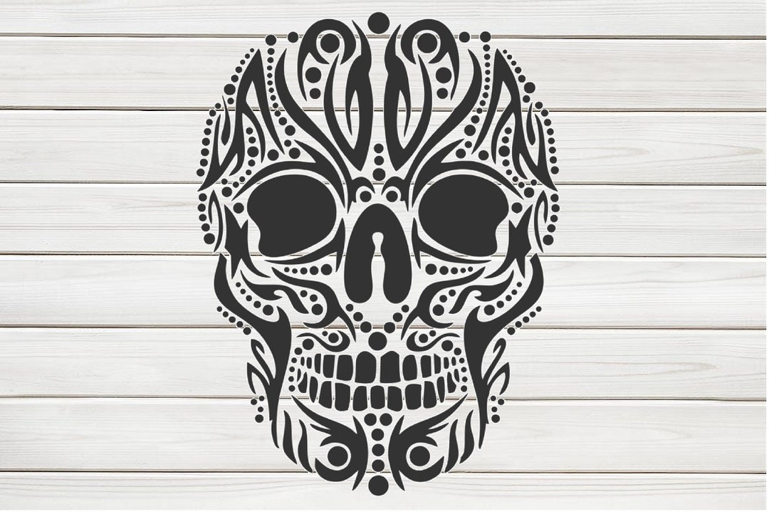 Large Sugar Skull Stencil Model Template Design Print, Digital Download ...