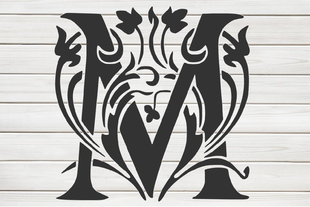 Initial Letter M Stencil Model Image Design Print Digital Download ...