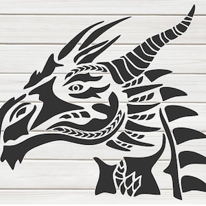 Medieval Dragon Head Stencil Model Image Design Print Digital Download ...