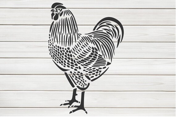 Rooster Cock Bird Stencil Model Image Design Print Digital - Etsy