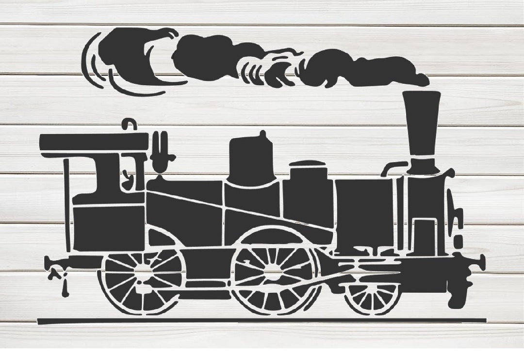 Steam Train Locomotive Stencil Model Design Print, Digital Download ...