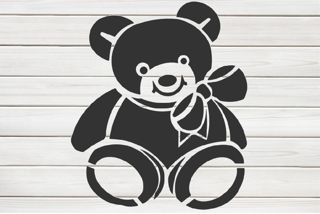Cute Teddy Bear Stencil Model Image Design Print Digital Download ...