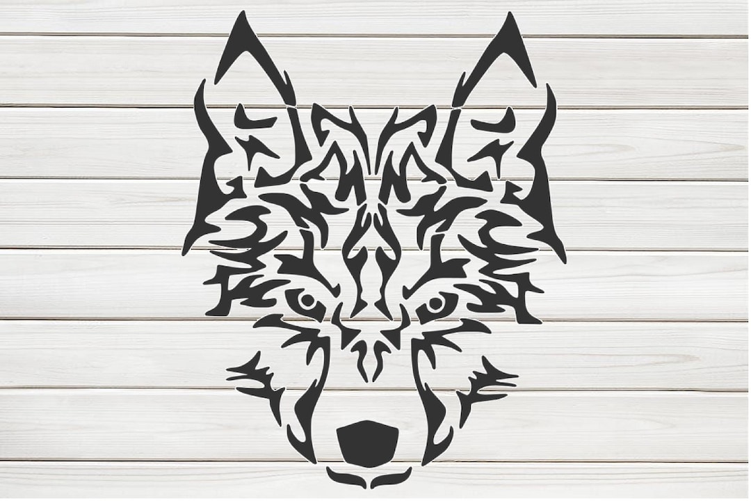 Tribal Wolf Dog Face Stencil Template Design Print Digital Download ...