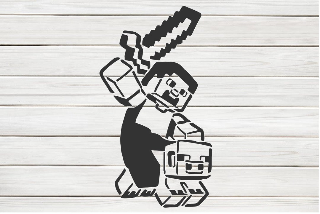 Steve Riding Pig Stencil Model Image Design Print Digital Download ...