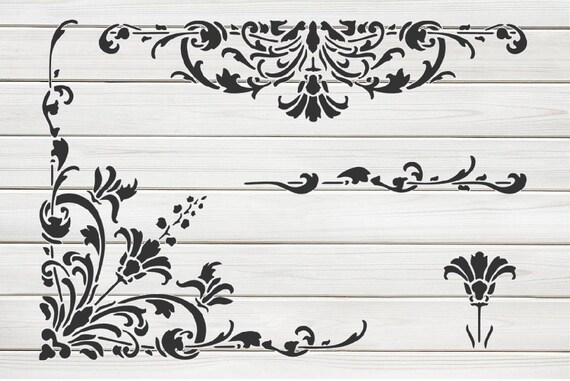 Flowers Repeatable Motif Stencil Model Design Print Digital | Etsy