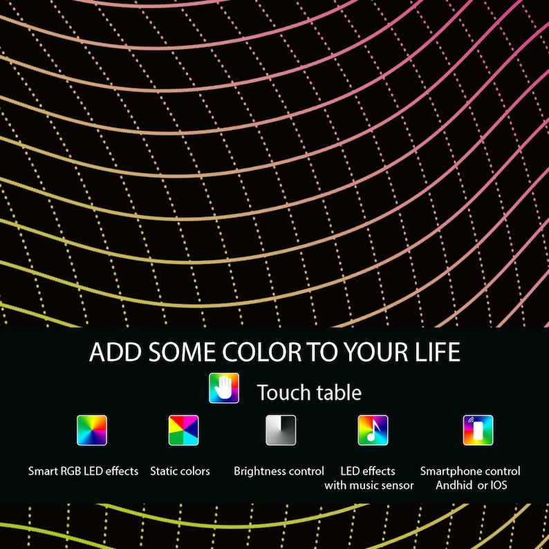 Glow Table, Personalized Desk, Touch Table, LED Gaming Desk, Music ...