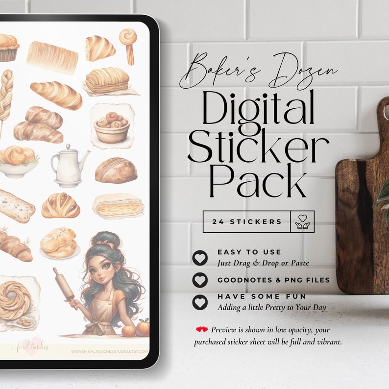 Baker's Dozen Digital Stickers, Baked Goods Planner Stickers, Digital ...