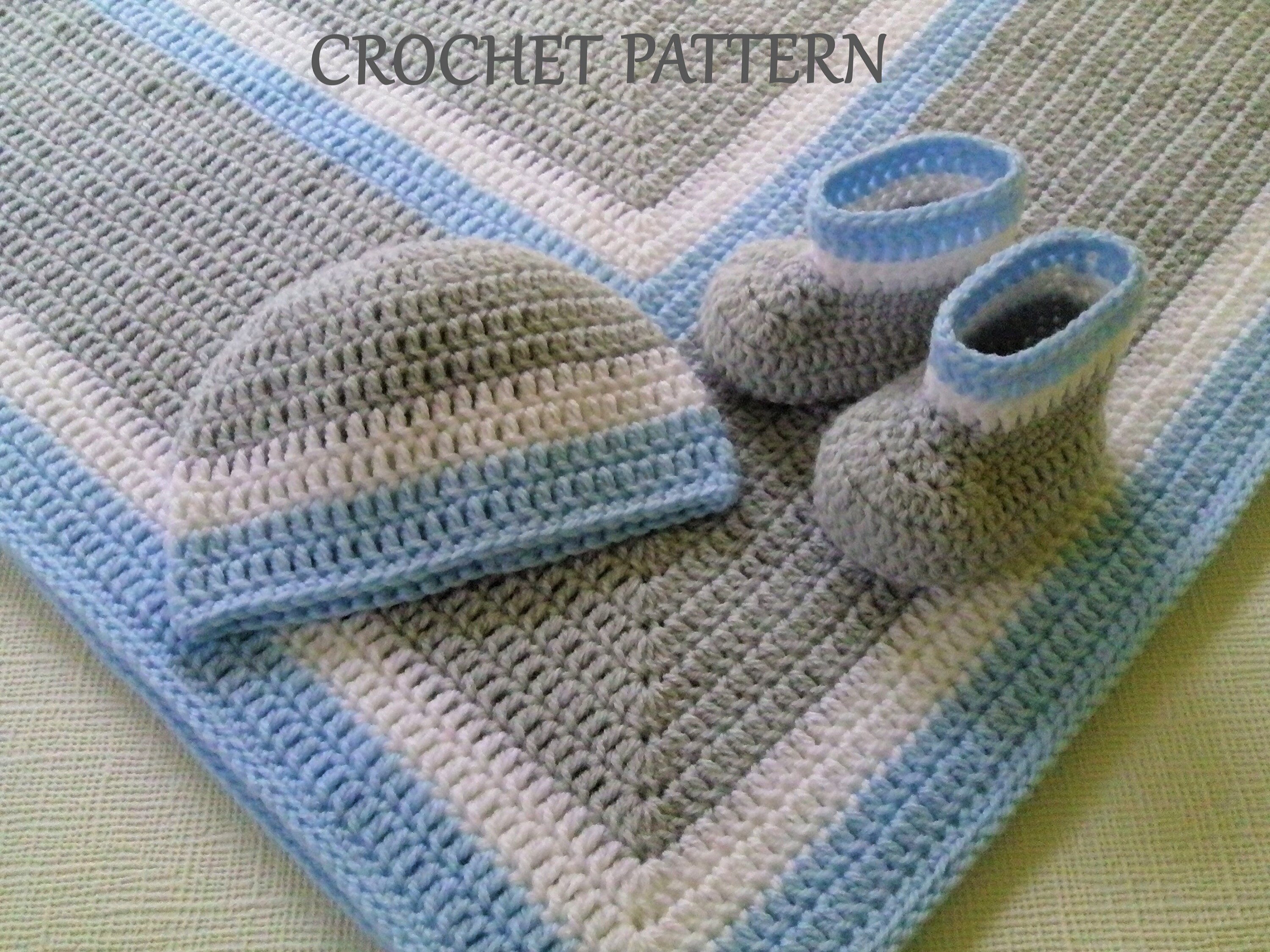 Crochet Pattern Baby Blanket Hat and Booties Crochet Pattern - Etsy