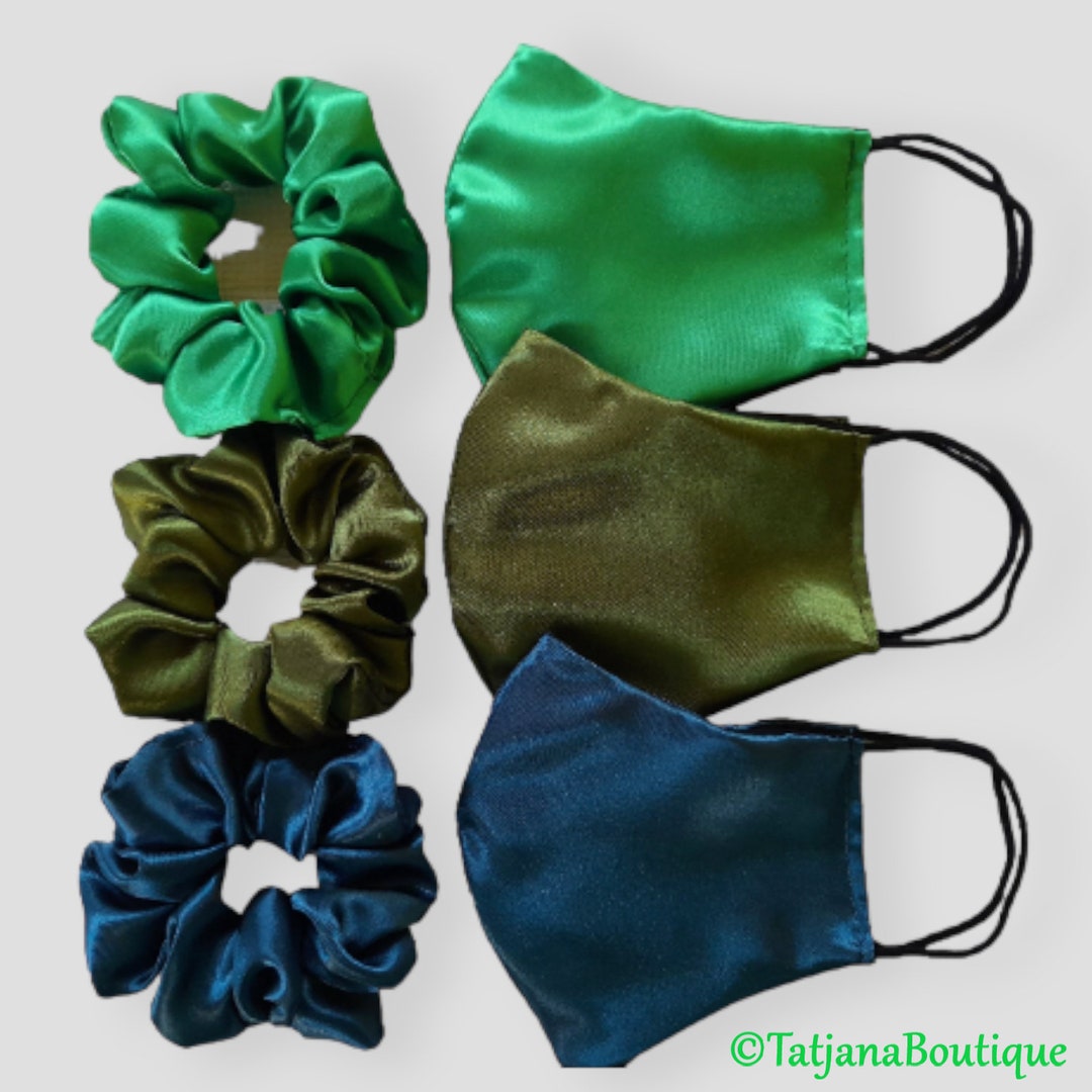Satin Silk Face Mask, Satin Scrunchie, Satin Cotton Face Mask Wedding ...