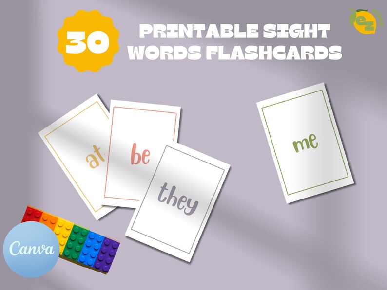 Printable Sight Words 4x6 Flashcards Learn Sight Words Kids Pastel ...