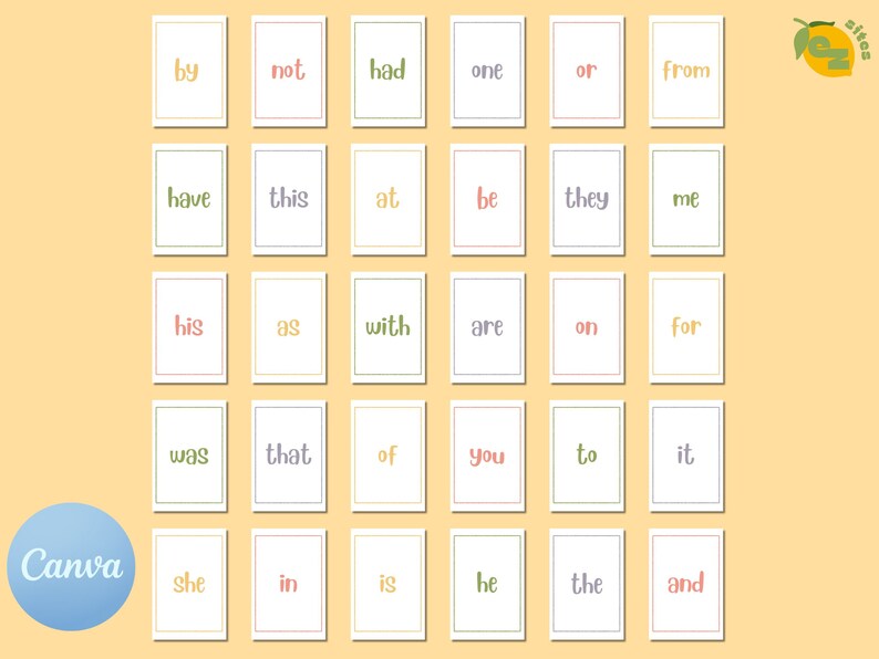 Printable Sight Words 4x6 Flashcards | Learn Sight Words | Kids Pastel ...